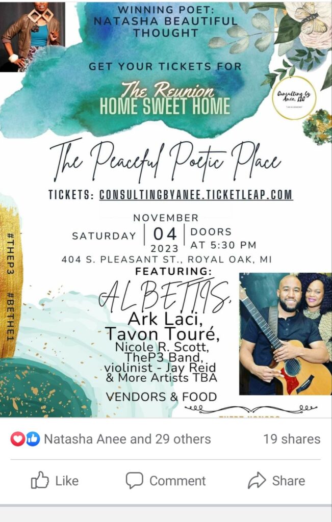 Nicole will be Live at the Peaceful Poetry Place in Royal Oak, Michigan ...